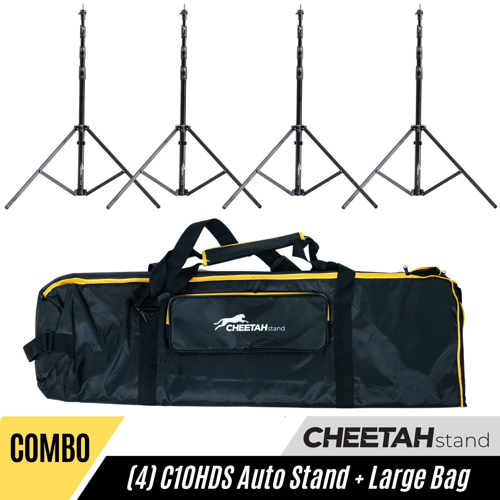 4 C10HDS Auto Stands + Large Bag Combo – Cheetah Stand