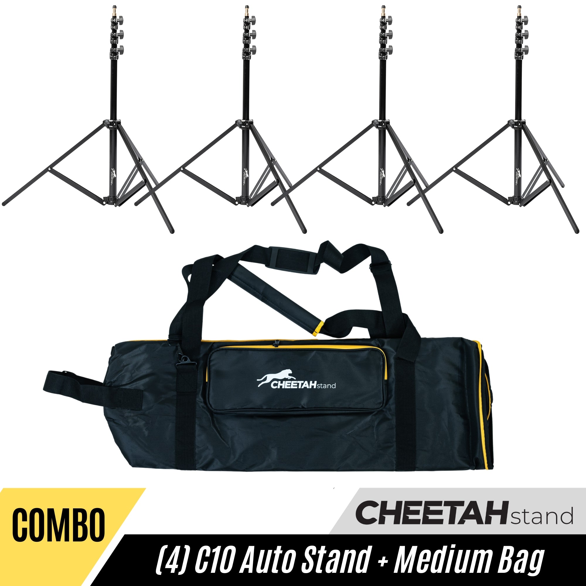 4 C10 Auto Stands + Medium Bag Combo – Cheetah Stand
